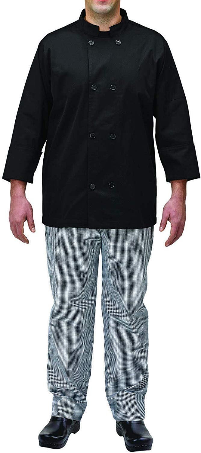 Winco UNF-6KL Mens Tapered Fit Chef Jacket, Black - Large - Walmart.com