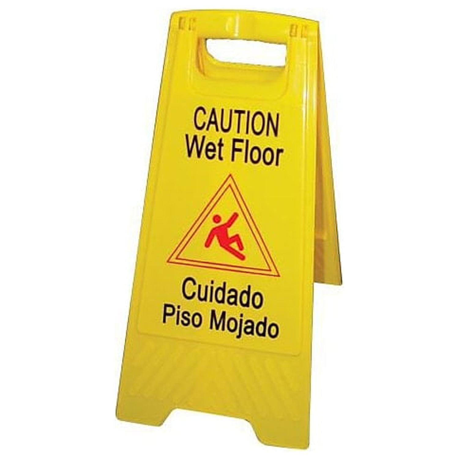 Winco Safety Wet Floor Caution Sign, A-Shape, Bi-lingual English ...