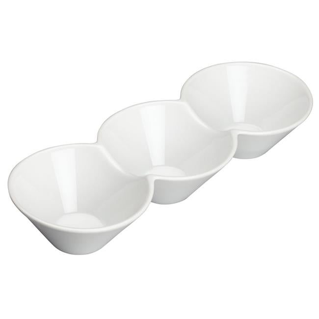 Winco WDP017-102 13.25 x 5 in. Porcelain Trio Bowl, Bright White, 12 ...