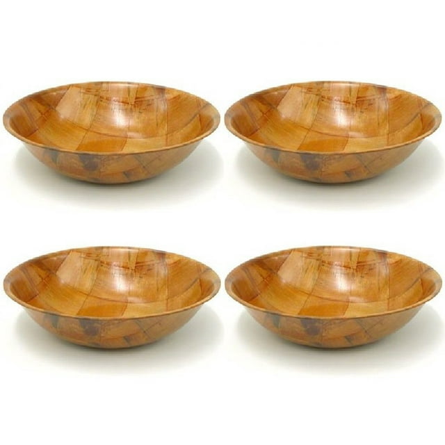 Winco Small 6" Wooden Woven Salad Bowl, Pack of 4 - Walmart.com