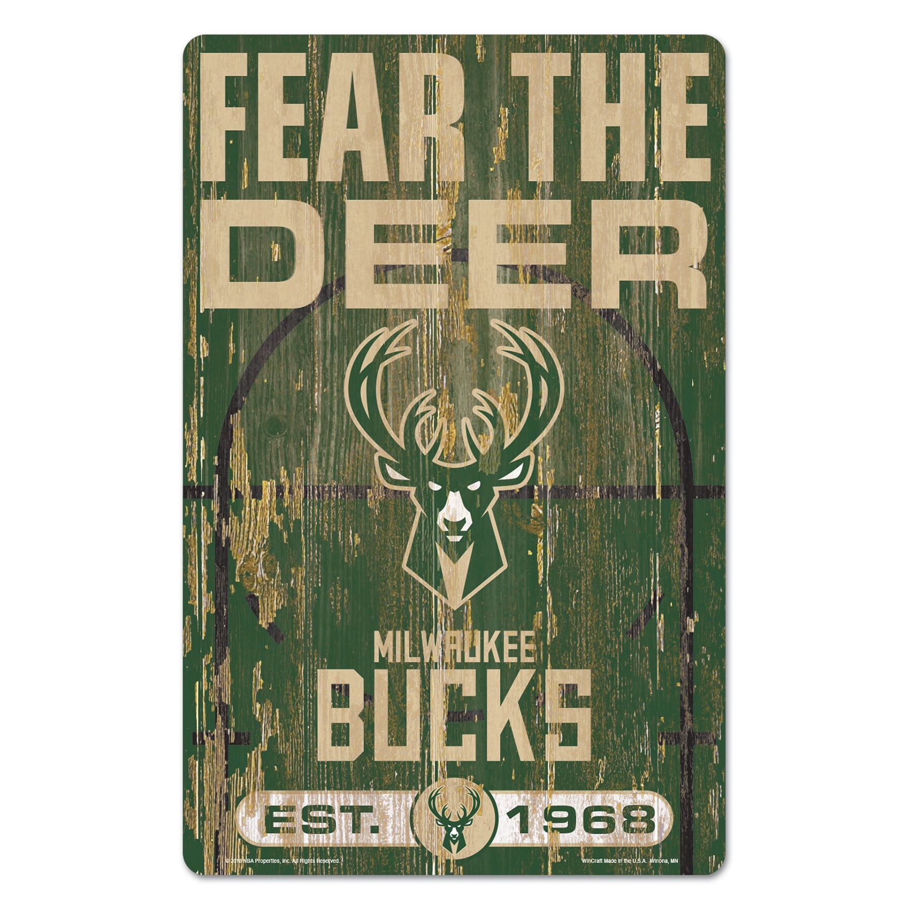 WinCraft Milwaukee Bucks 11'' x 17'' Slogan Wood Sign - Walmart.com