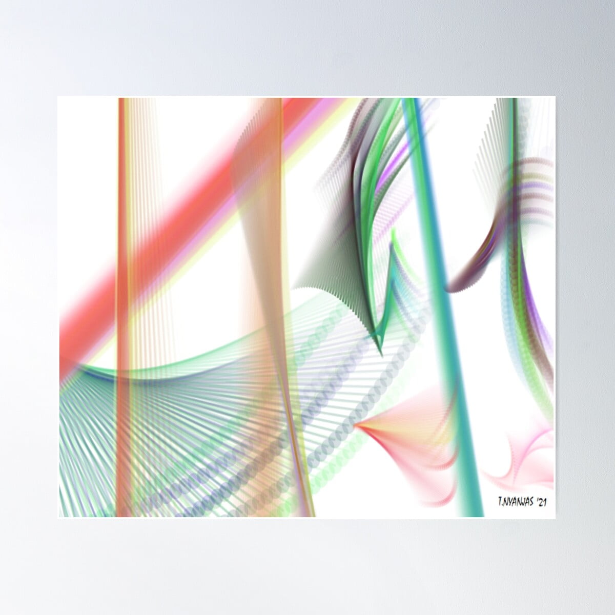 In The Wind Abstract Art Design Wavy Line Art Full Of Color On White ...