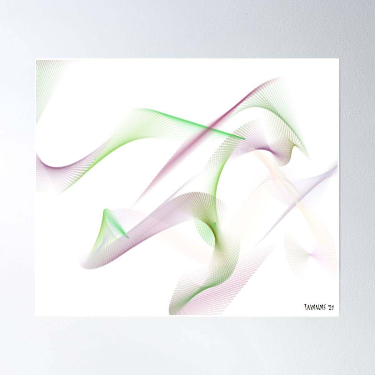 In The Wind Abstract Art Design Wavy Line Art Full Of Color On White ...