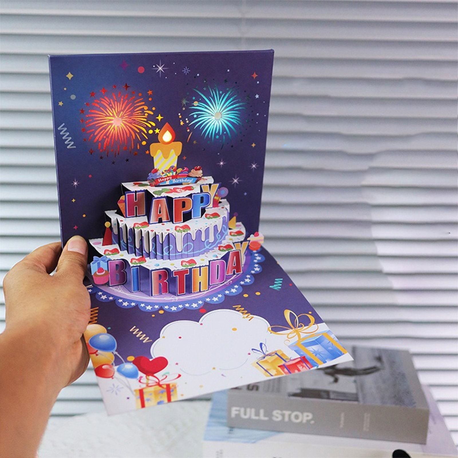 Wind Birthday Cake Music Lighting 3D Three Greeting Card High End ...