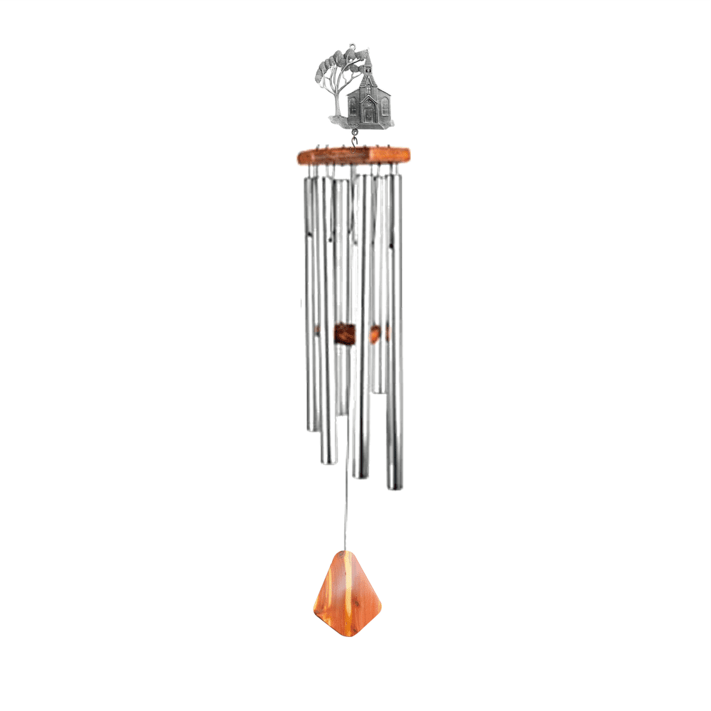 Wind Chime - 36 in Church/Angel - Silver Tube - Wood - Walmart.com