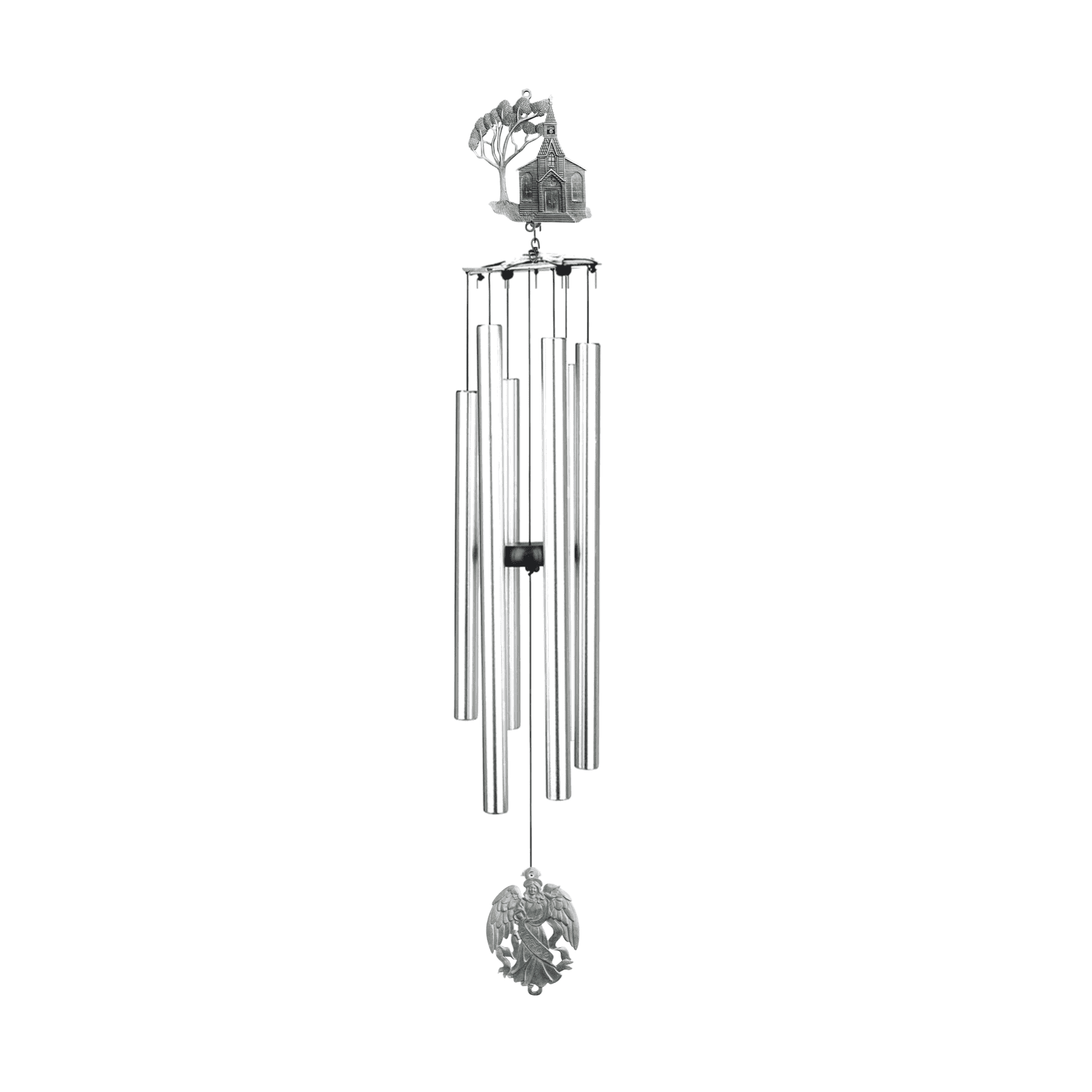 Wind Chime - 36 in Church/Angel - Silver Tube - Walmart.com