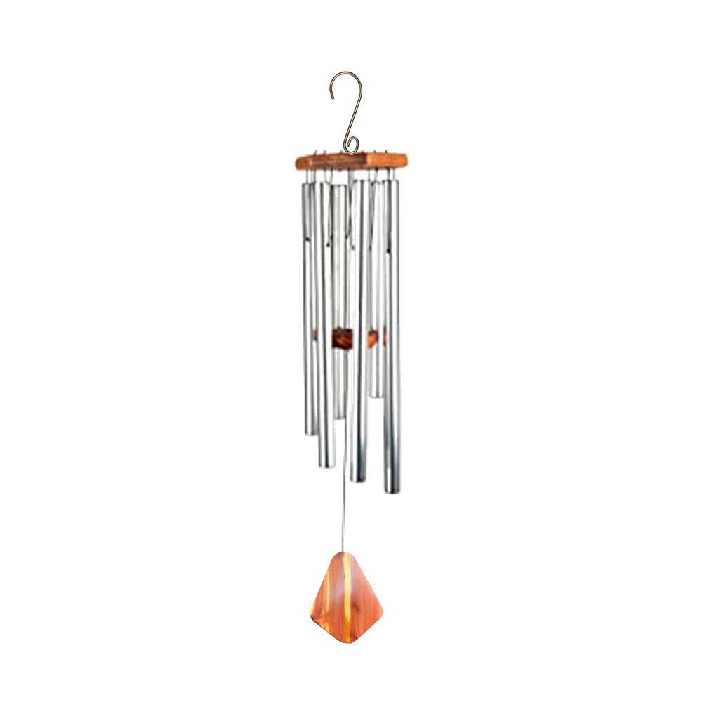Wind Chime - 36in Basic Design - Silver Tube - Wood - Walmart.com