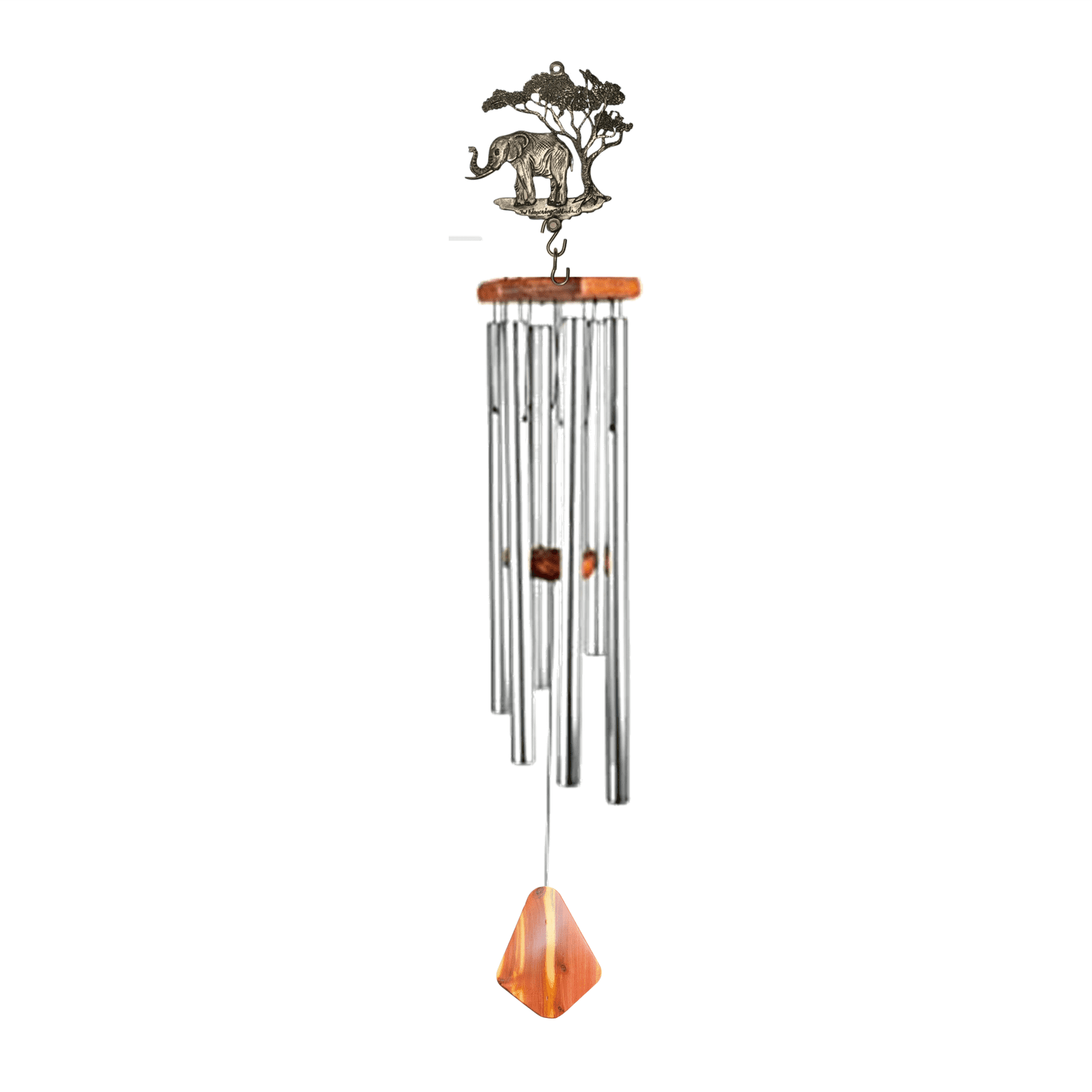 Wind Chime - 36in Elephant - Silver Tube - Wood - Walmart.com