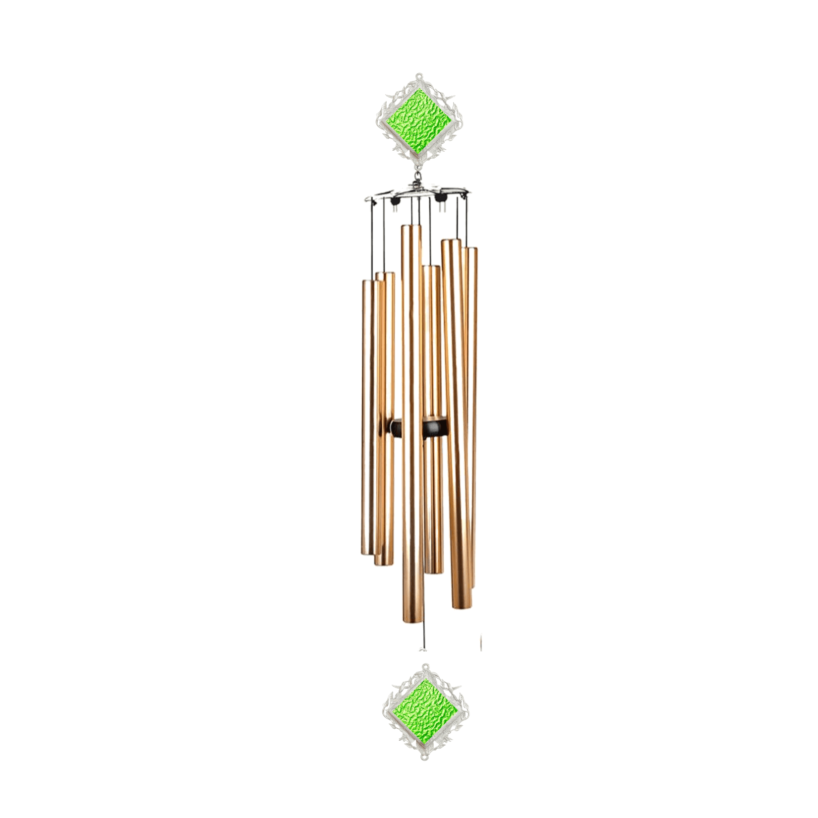 Wind Chime - 50in Stained Glass Large Blank - Green Glass - Gold Tube ...