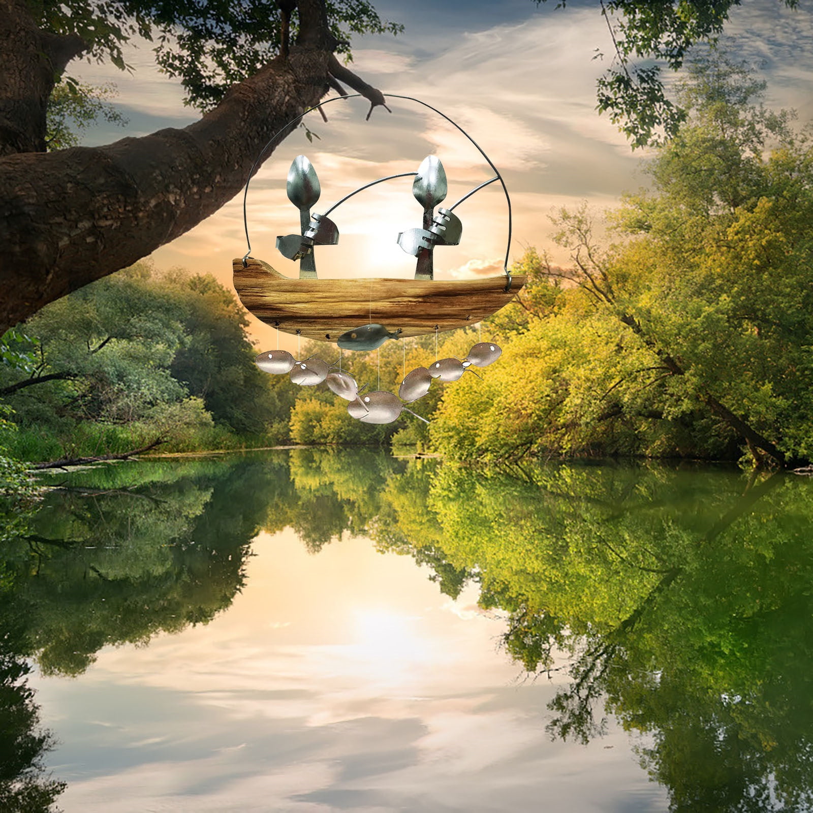 Wind Chime Angler Wind Chimes Fishing Spoon Head One Person Two People ...