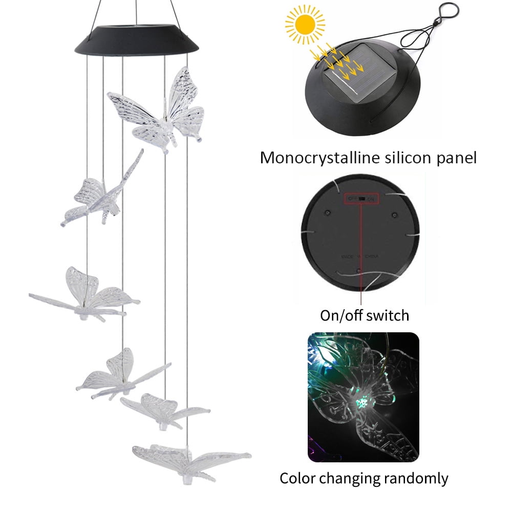 Wind Chime Lamp,Sun Panel Wind Sun Panel Solaire Powered Wind Sun Solar ...