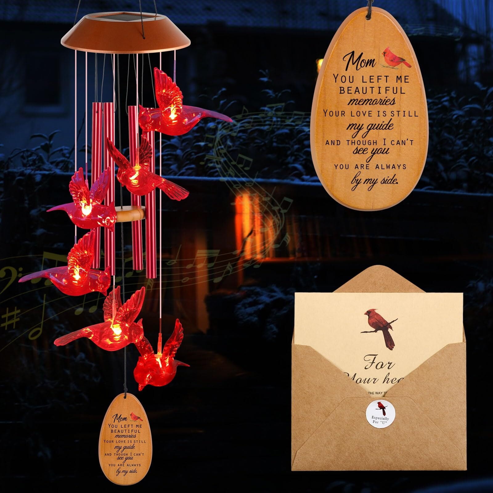 Wind Chime, Solar Hummingbird Wind Chimes Outdoor/Indoor,Birthday Gifts ...