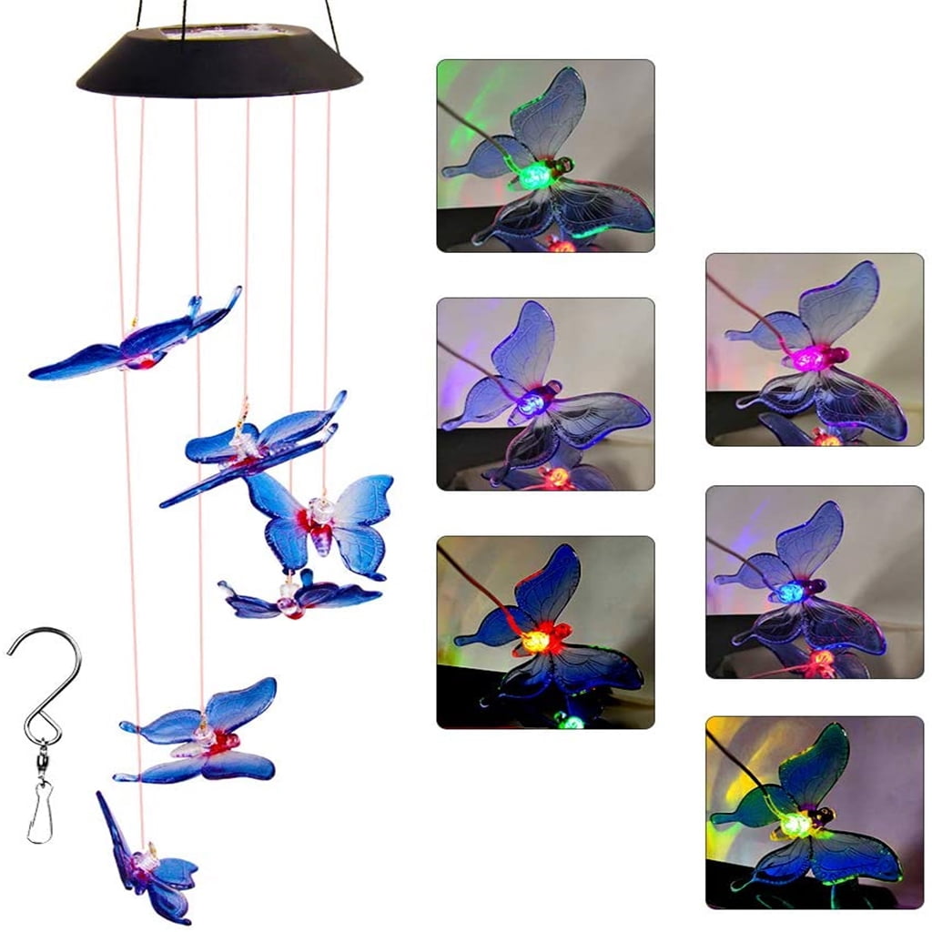 Wind Chime Solar Powered Color-Changing Led Wind Chimes Multi Solar ...