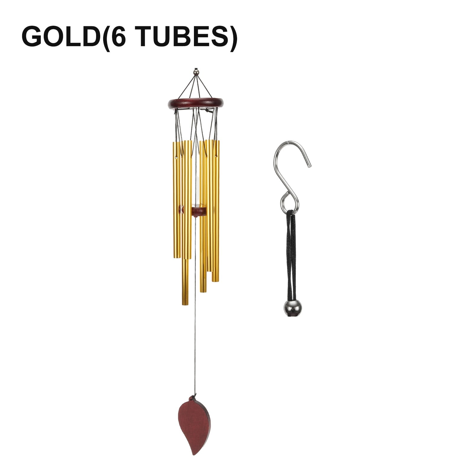 Wind Chimes 6 Tubes Aluminum Pine Wood Bell Outdoor Indoor Garden Home ...