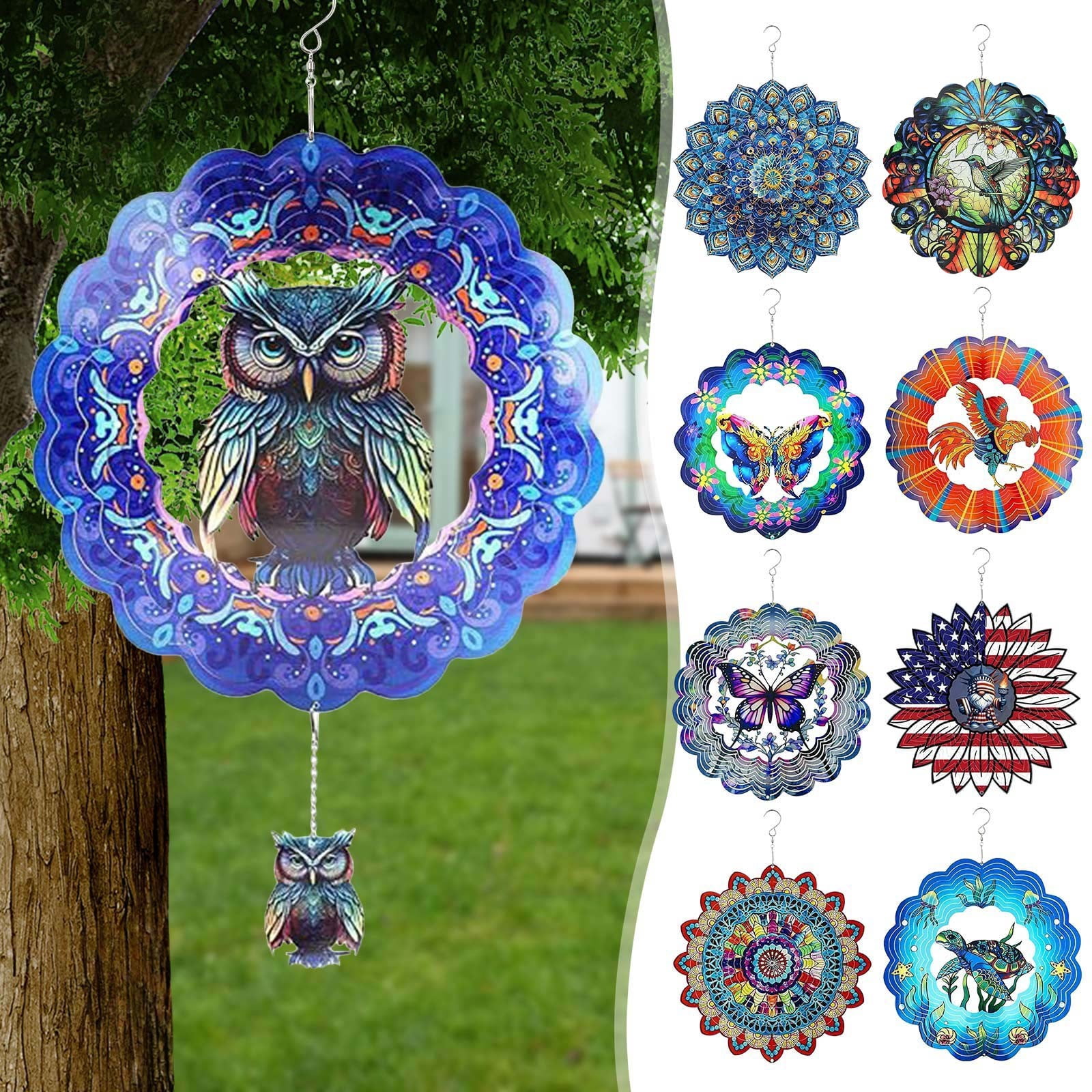 Wind Chimes with Butterflies Wind Spinner, Rotating Decorations Outdoor ...