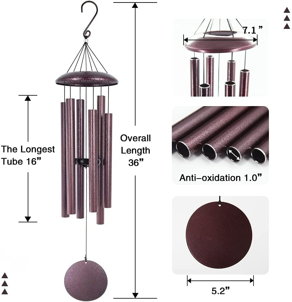 Wind Chimes Deep Tone, 36 Inch Large Metal Windchimes Outdoor Large ...