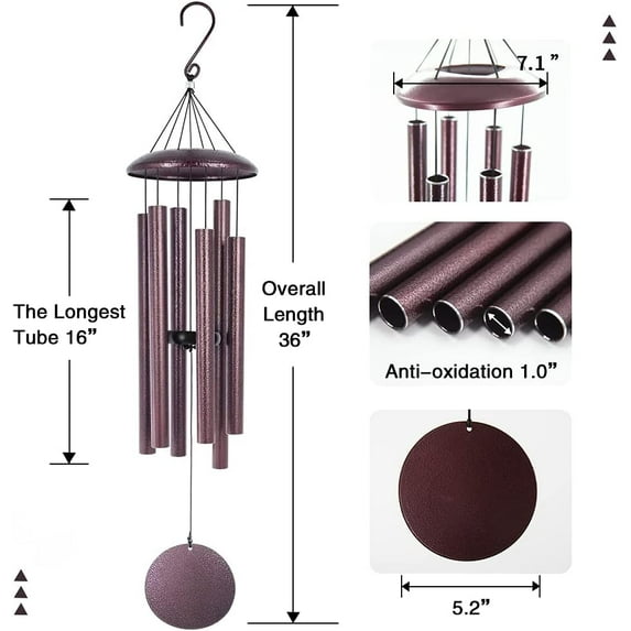 Wind Chimes Deep Tone, 36 Inch Large Metal Windchimes Outdoor Large ...