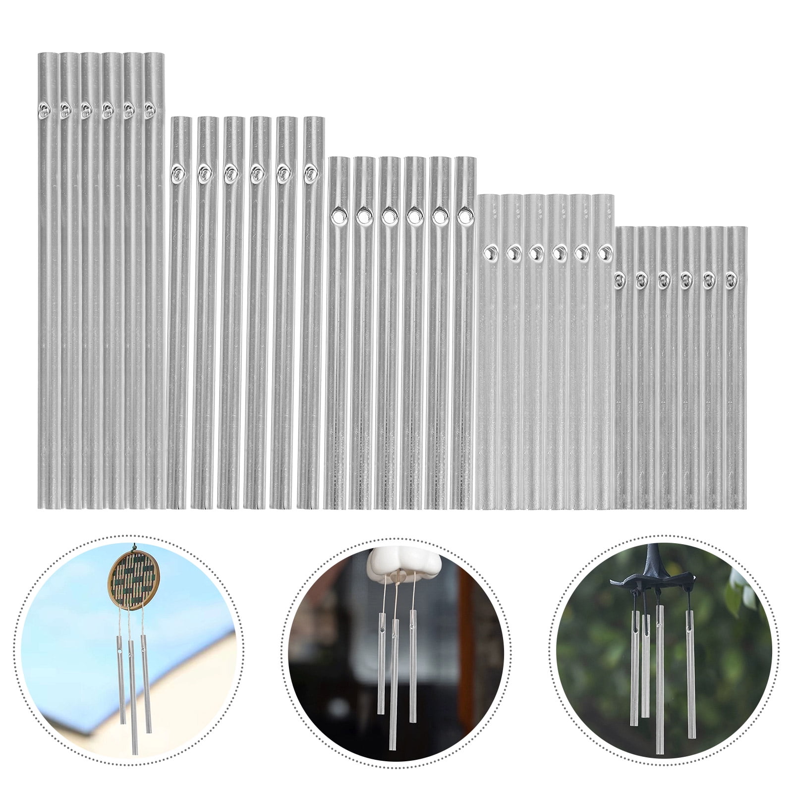 Wind Chimes Kit,30Pcs Different Length Wind Chime Tubes Set Silver Tone ...