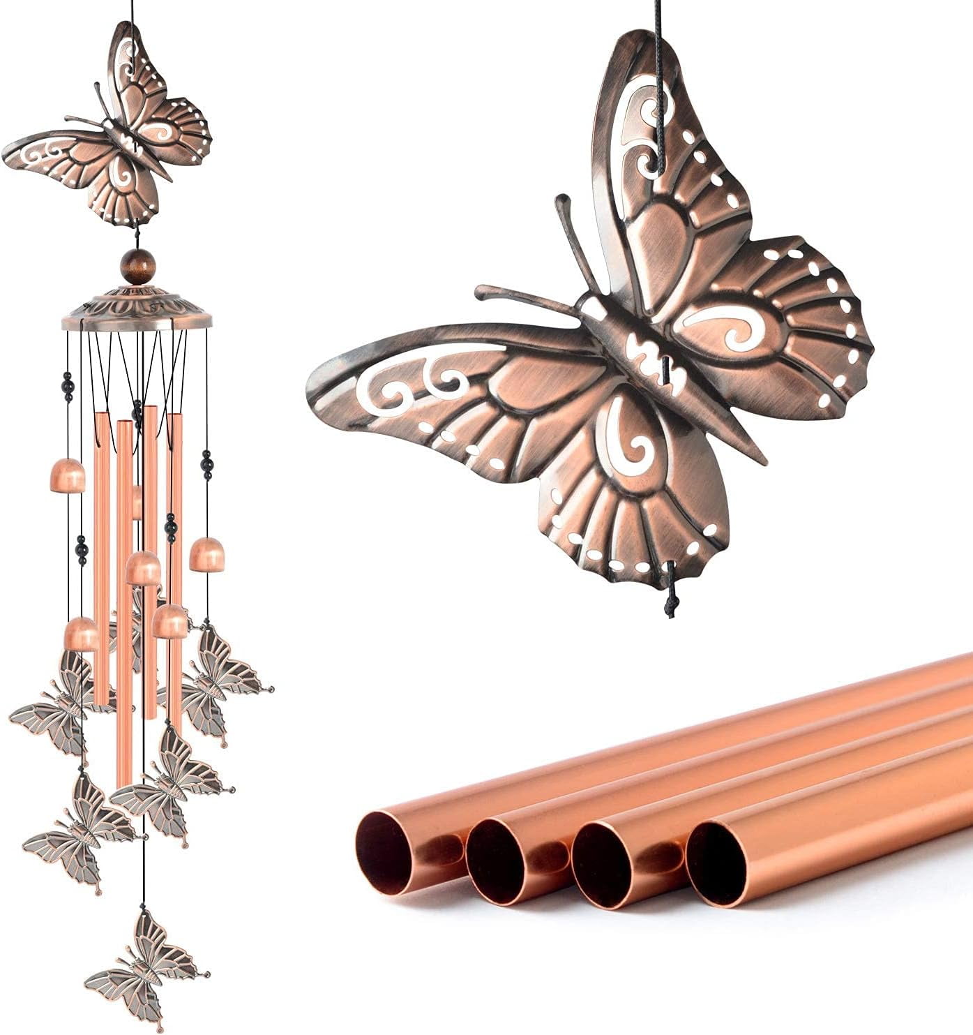 Wind Chimes Outdoor Clearance, Butterflies Aluminum Tube Wind Chime ...