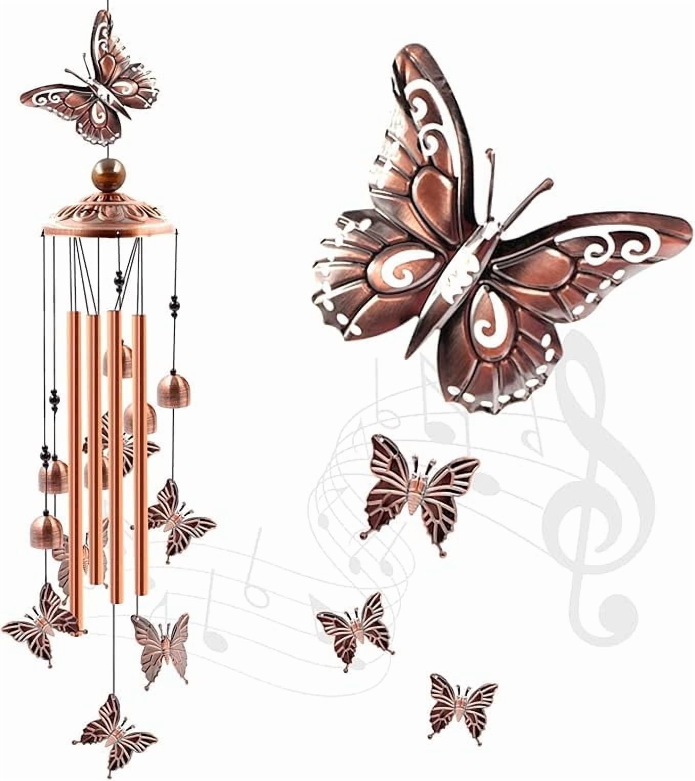 Wind Chimes Outdoor Clearance, Butterflies Aluminum Tube Windchime with ...