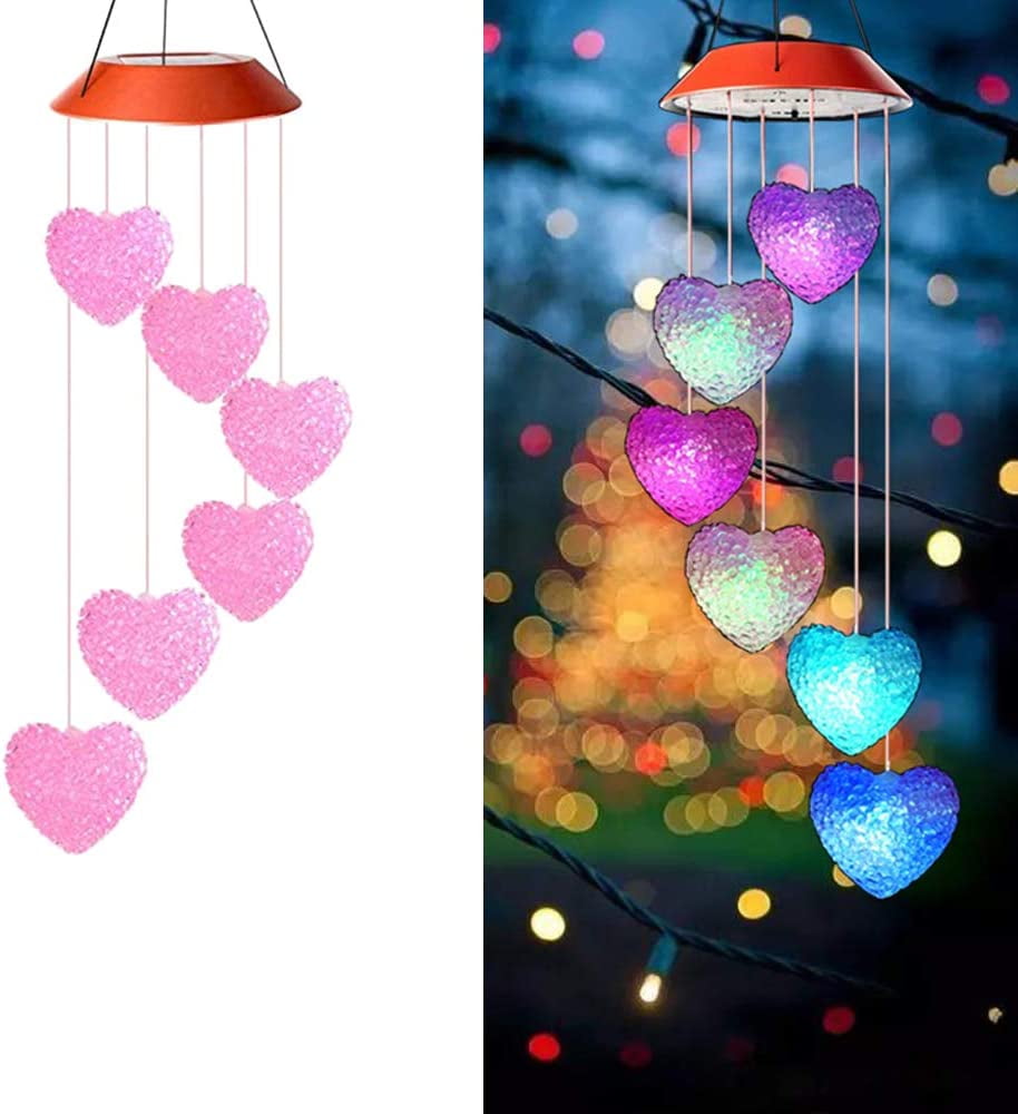 Wind Chimes Outdoor, Solar Powered Love LED Wind Chimes Decorative ...