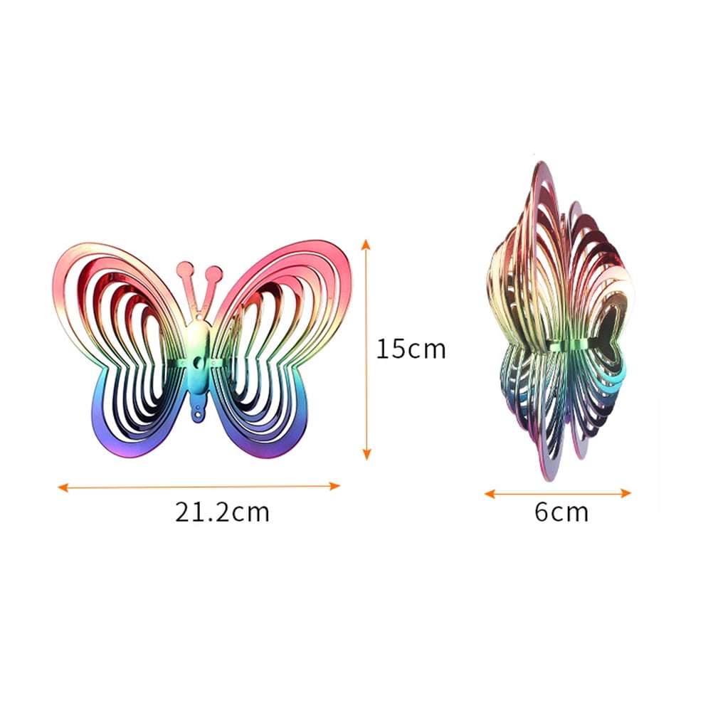 Wind Chimes Plastic Butterfly Reflective Rotating Windmill Decoration ...