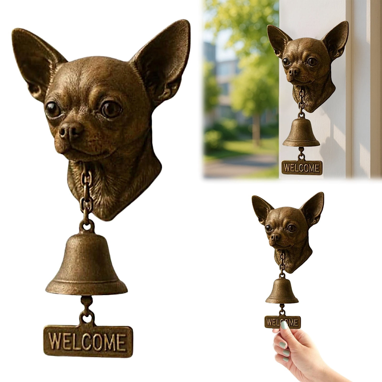 Wind Chimes Retro Funny Dog Welcome Doorbell Wall Mounted Decoration ...