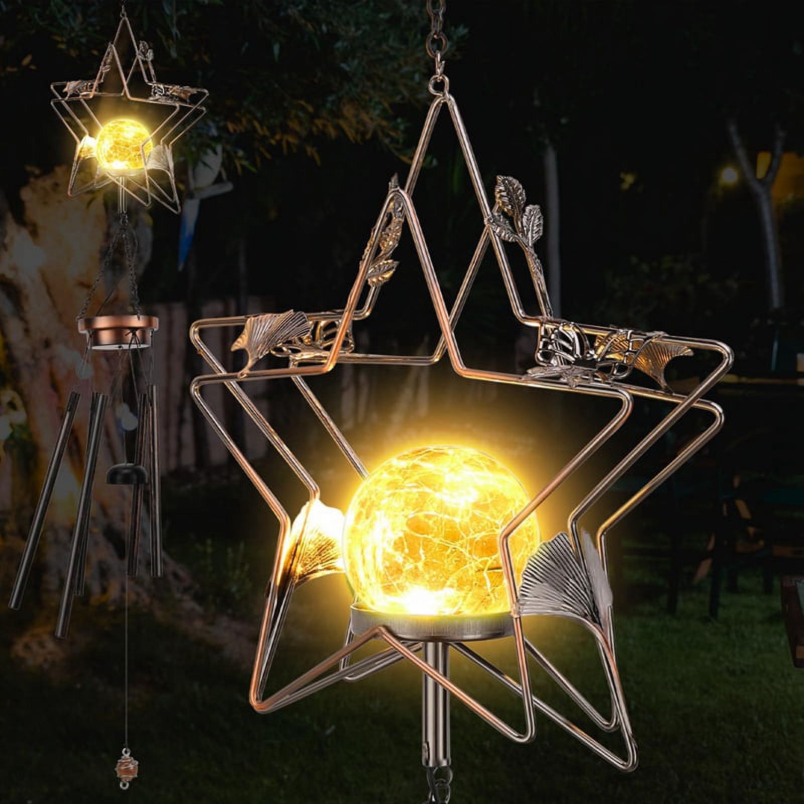 Wind Chimes for Outside, Star Solar Windchimes Outdoors, Waterproof LED ...