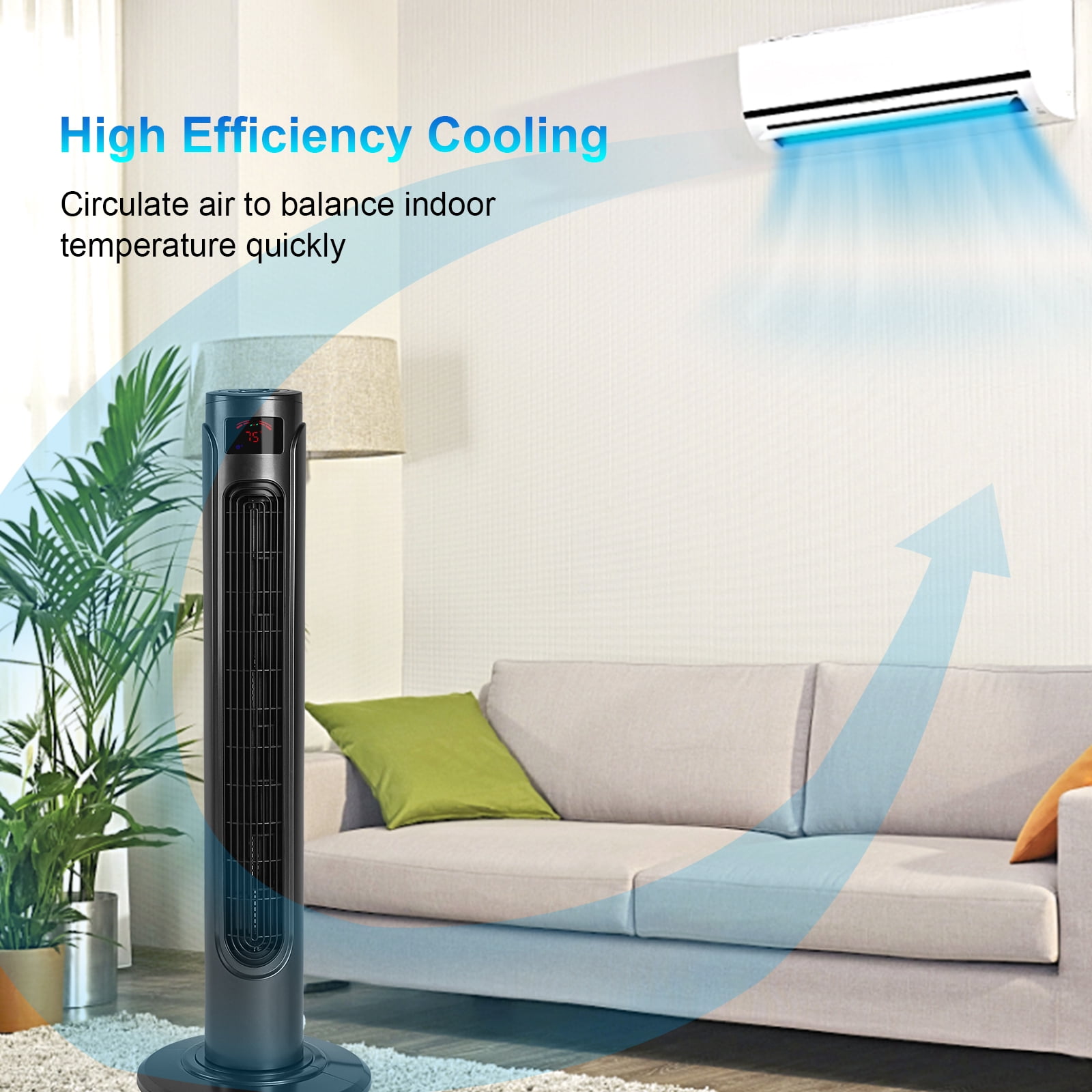 Wind Curve Tower Fan 36’’ Electric Oscillating Tower Fan Standing Fan ...