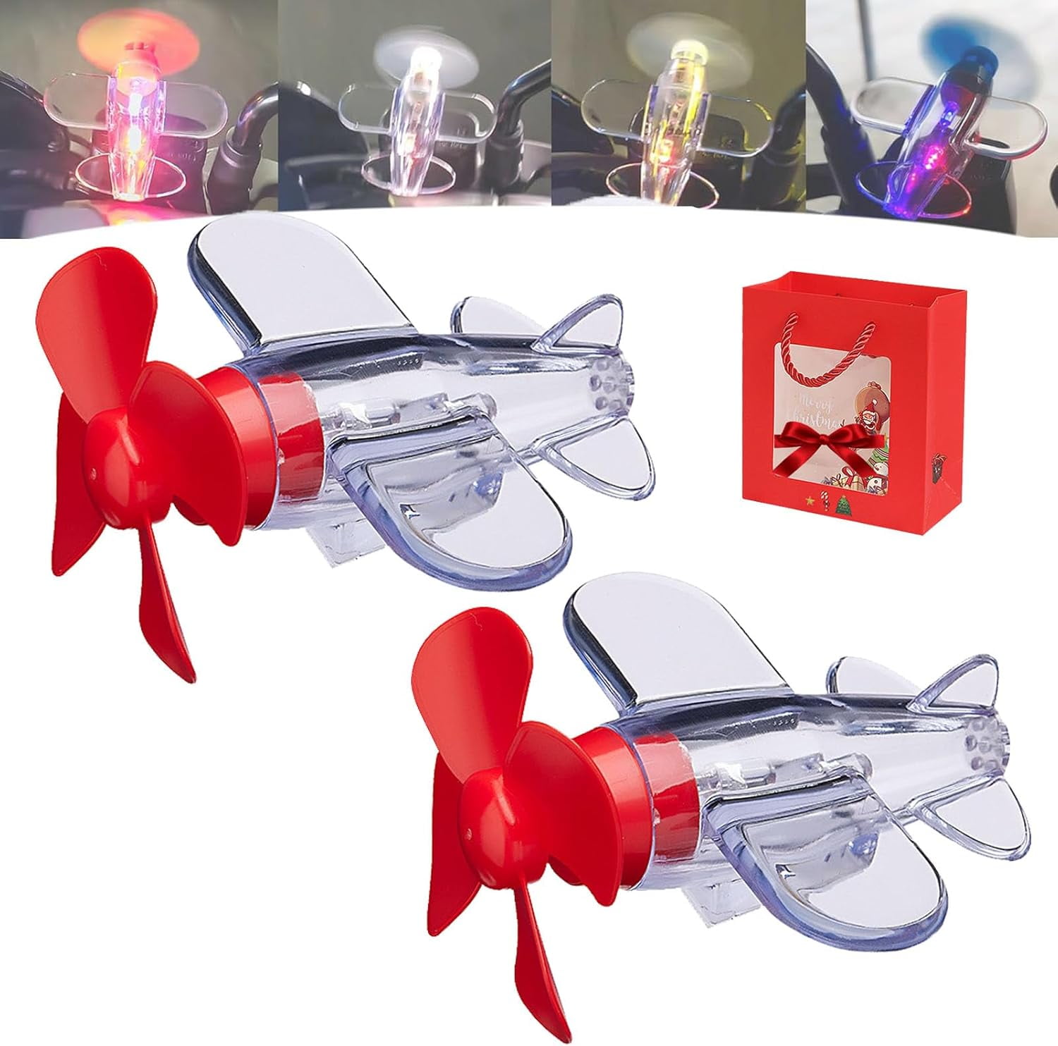 Wind-Powered LED Airplane Propeller, Waterproof Mini Transparent ...
