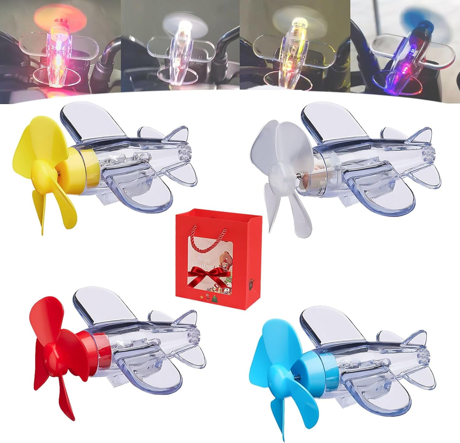 Wind-Powered LED Airplane Propeller, Waterproof Mini Transparent ...