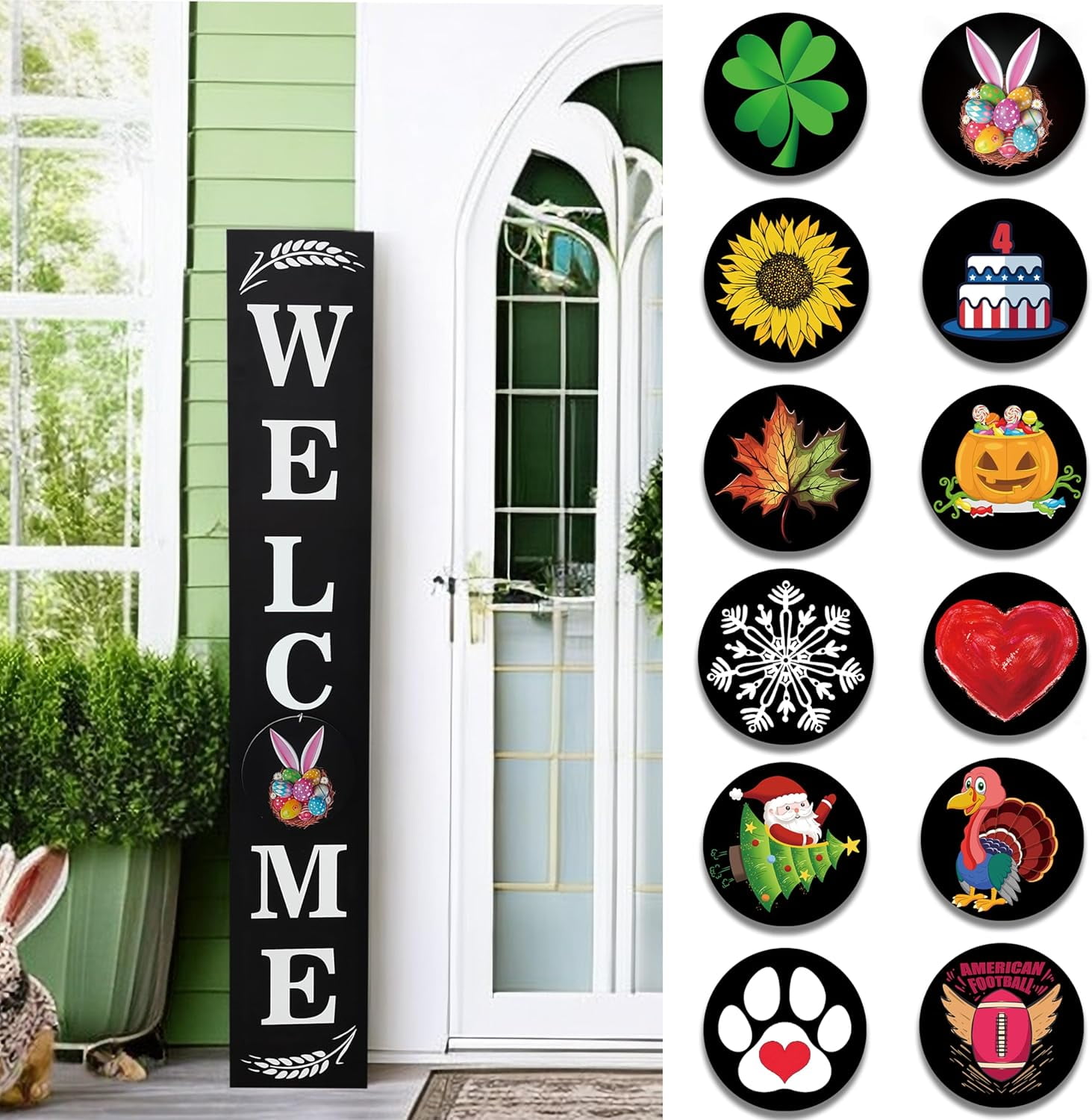 Wind Resistant Long Welcome Sign for Front Door Porch Standing ...