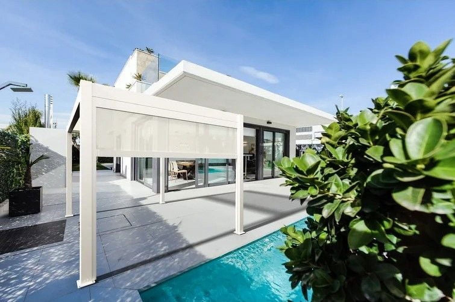 Wind Resistant Manual Side Shade/Screen for Villa Pergola, 13 ft ...
