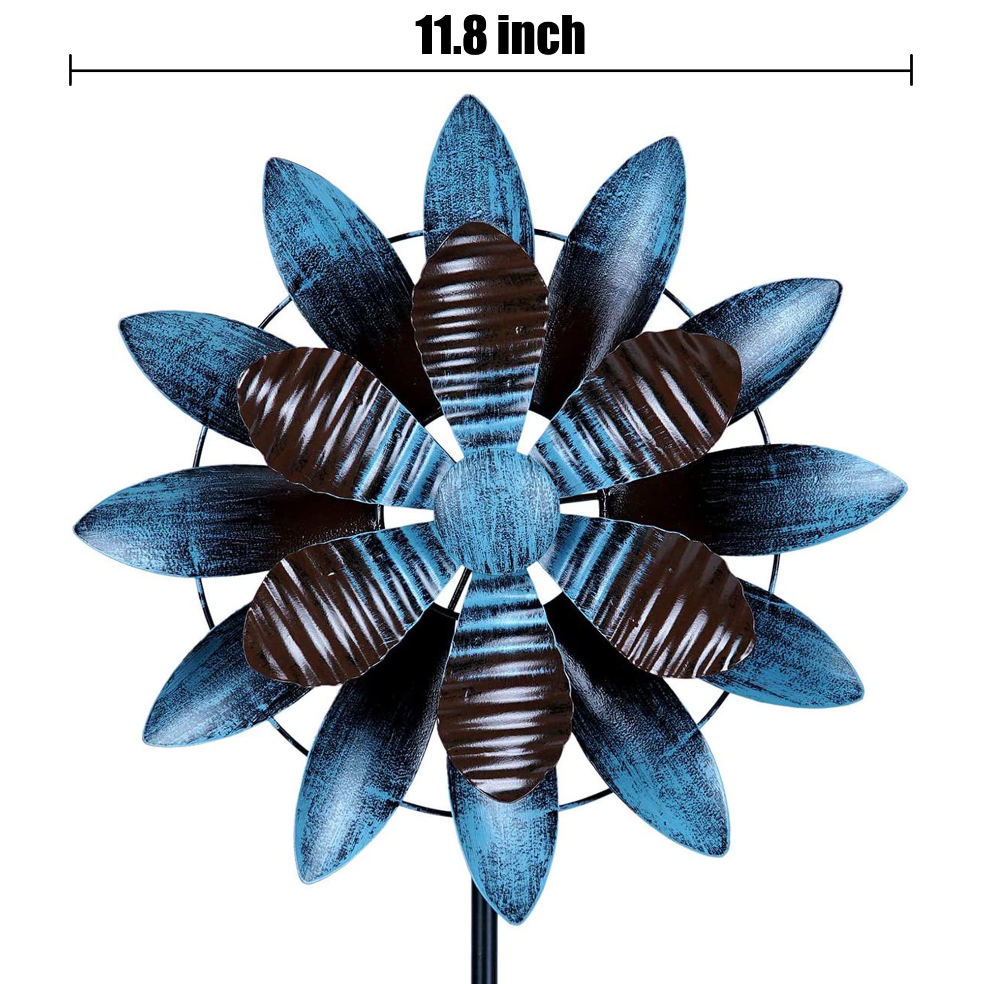 Wind Spinner, 48 inch Metal Wind Spinners, Blue Sunflower Dual ...