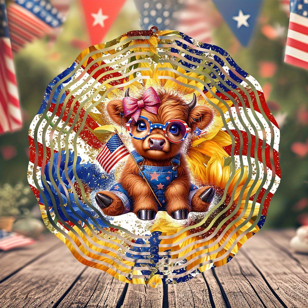 Wind Spinner American style 10 inches 3D Stainless Steel - Hanging Wind ...