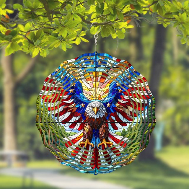 Wind Spinner American style Eagle 10 inches 3D Stainless Steel ...