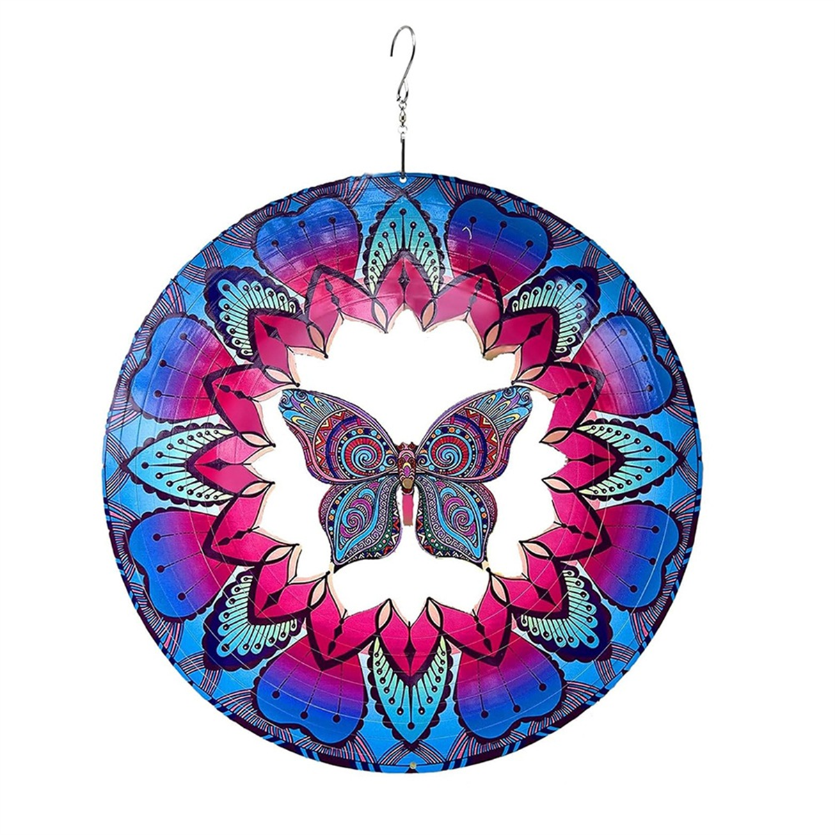 Wind Spinner Colorful Butterfly Stainless Steel Laser Cut Metal Double ...