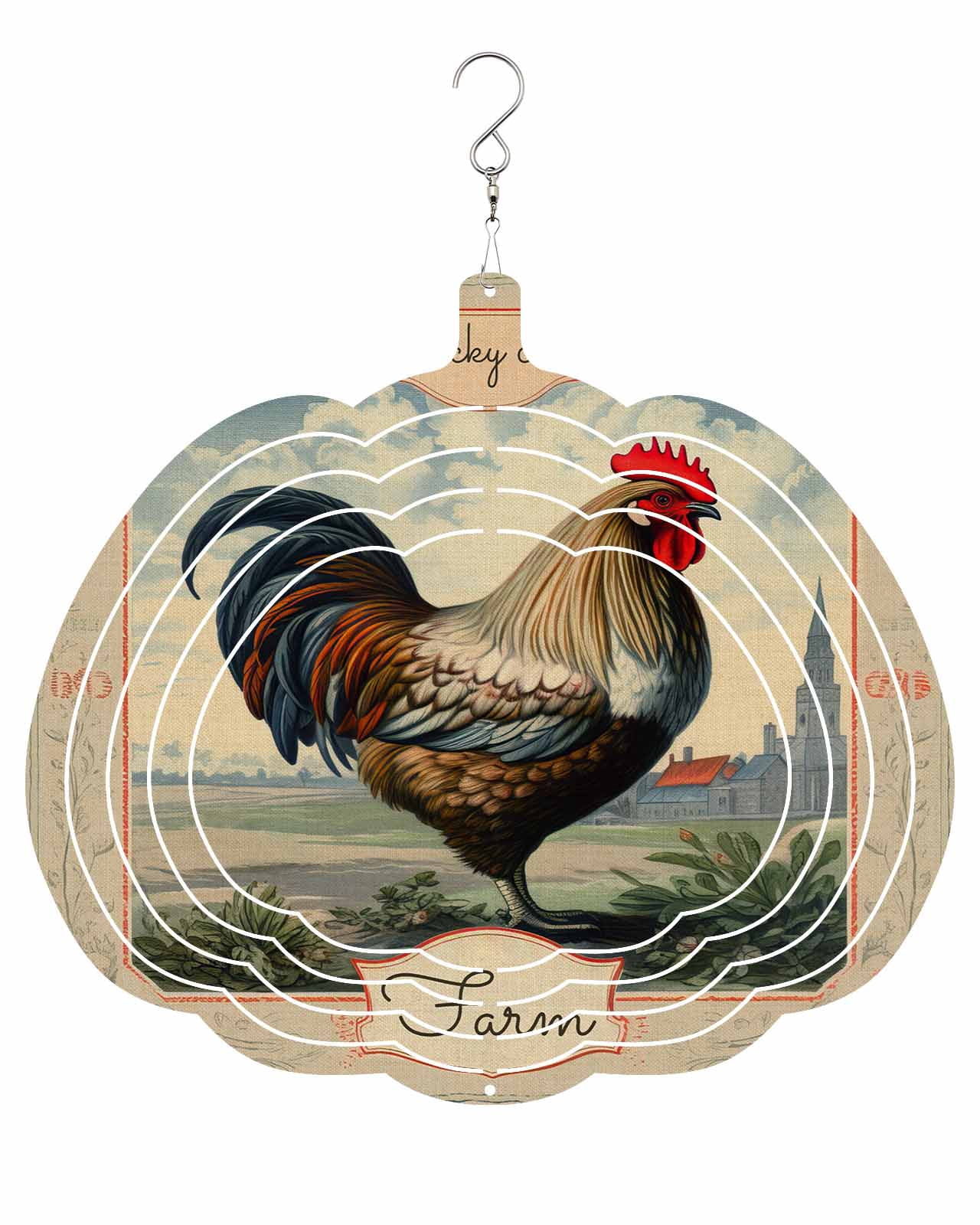 Wind Spinner Farm Rooster Retro Animal Theme 3d Stainless Steel Wind ...