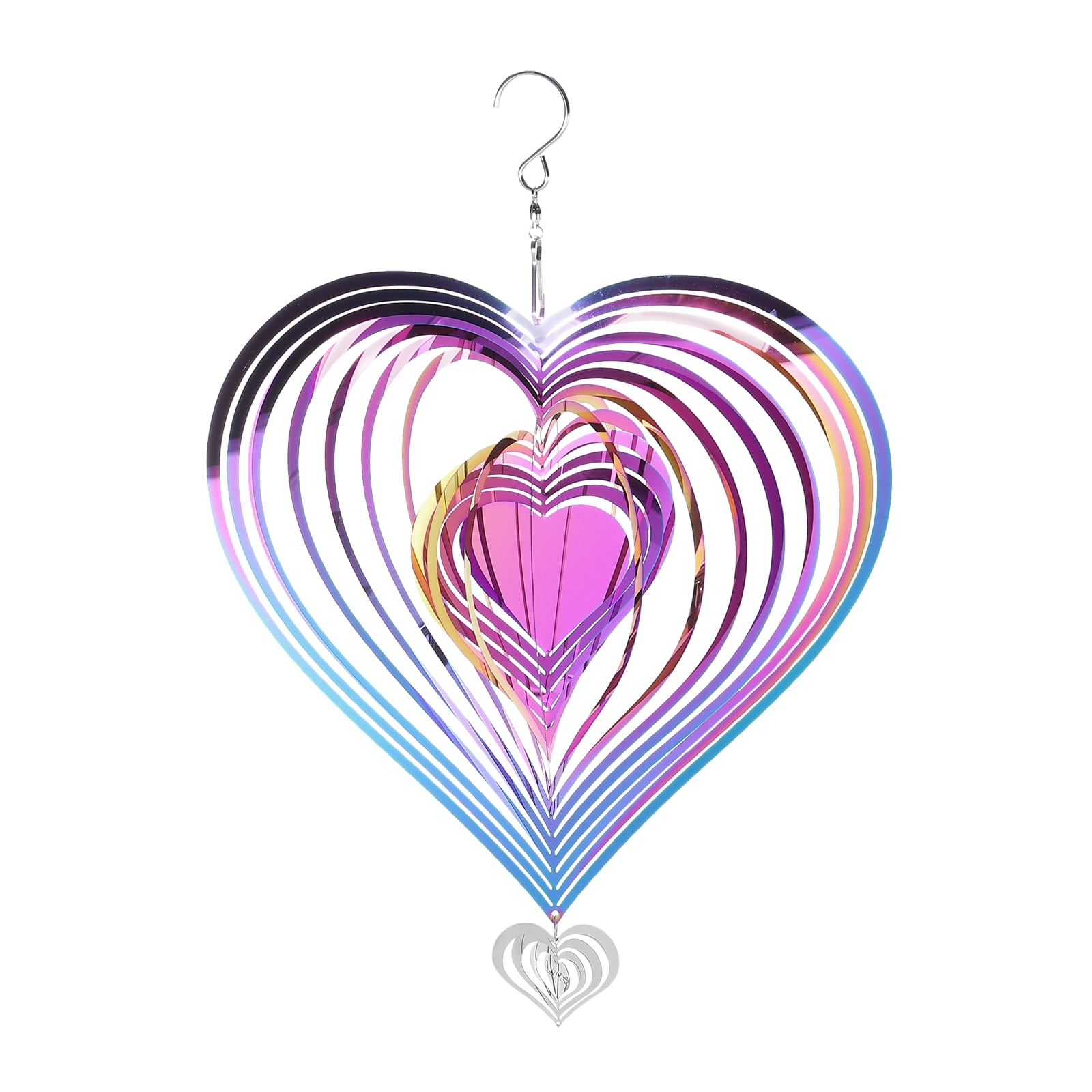 Wind Spinner Heart-Shaped 9.84" x 14.17" Stainless Steel, Multicolored ...