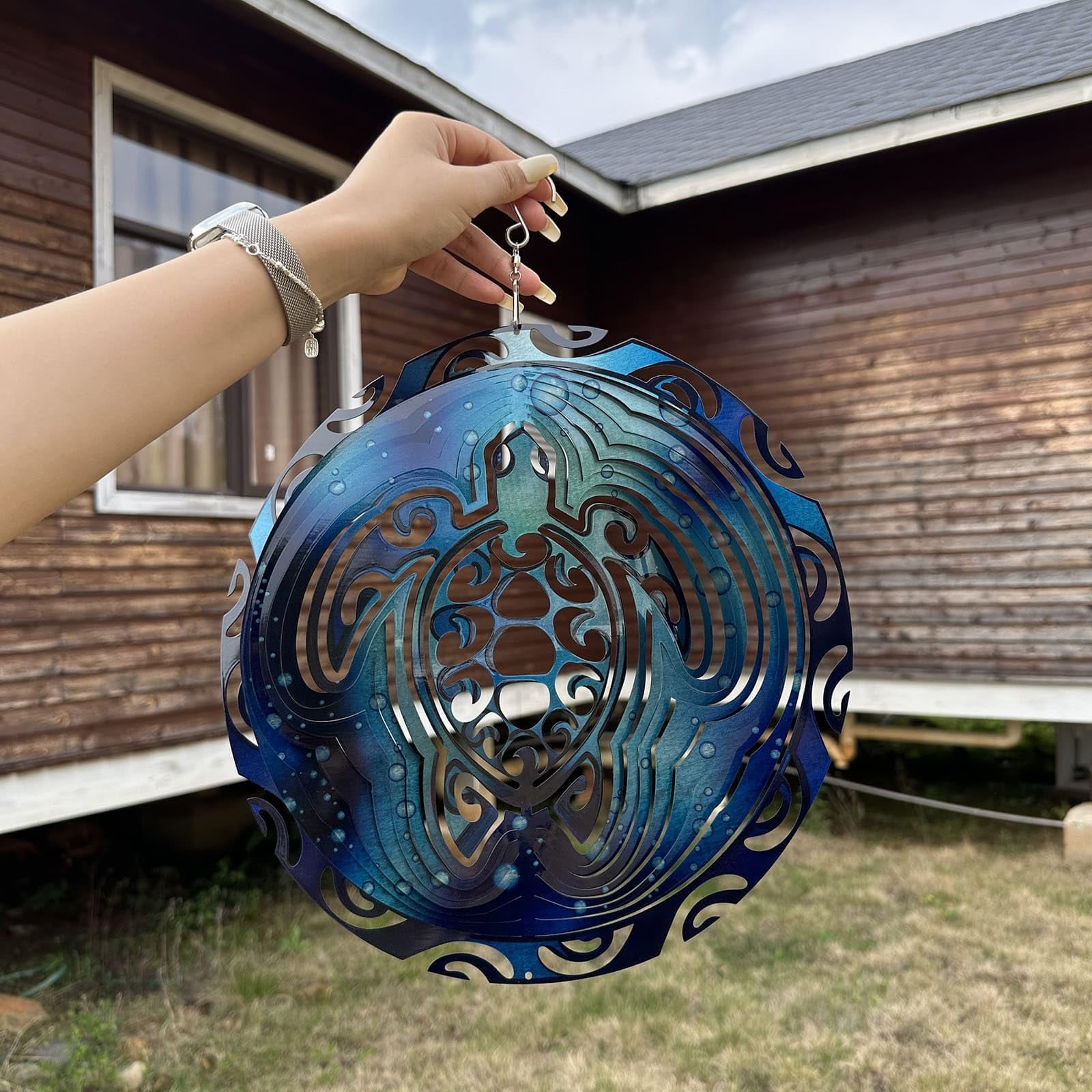 Wind Spinner Metal Outdoor - 12 Inches Stainless Steel Turtle Wind ...