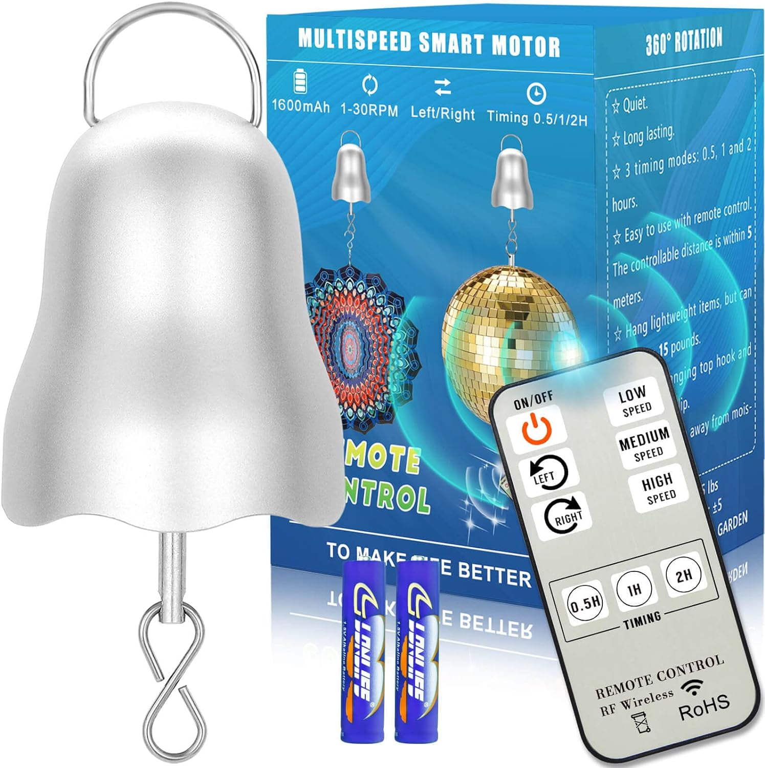 Wind Spinner Motor, 1-30 RPM Disco Ball Motor Battery Operated with ...
