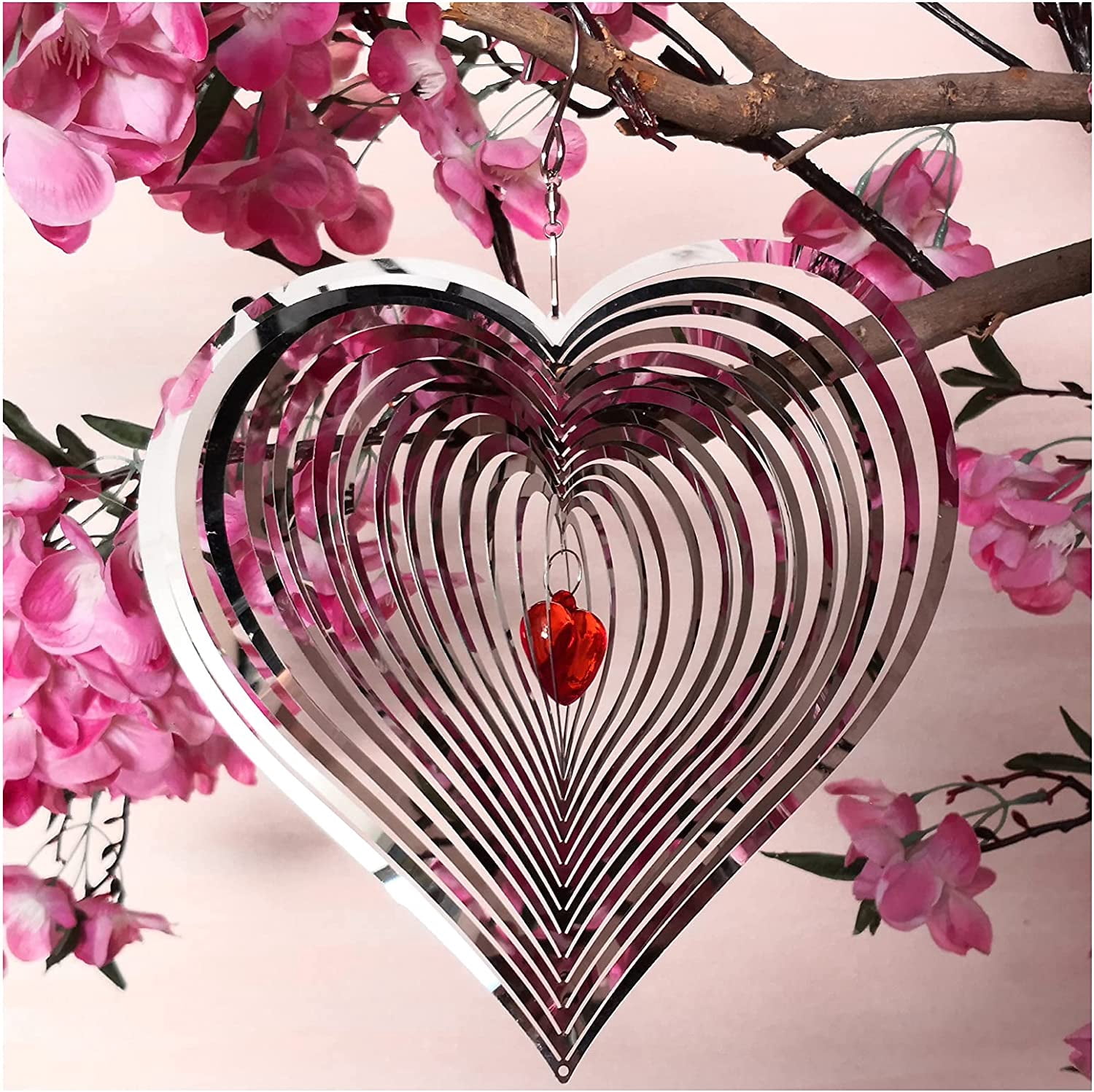Wind Spinner Outdoor Metal Decorations,3D Red Heart Wind Spinners for ...
