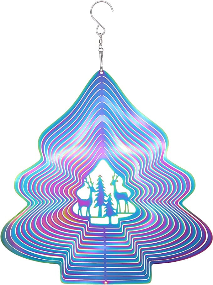 Wind Spinners 3D Christamas Tree Wind Sculptures Decorations 10 Inches ...