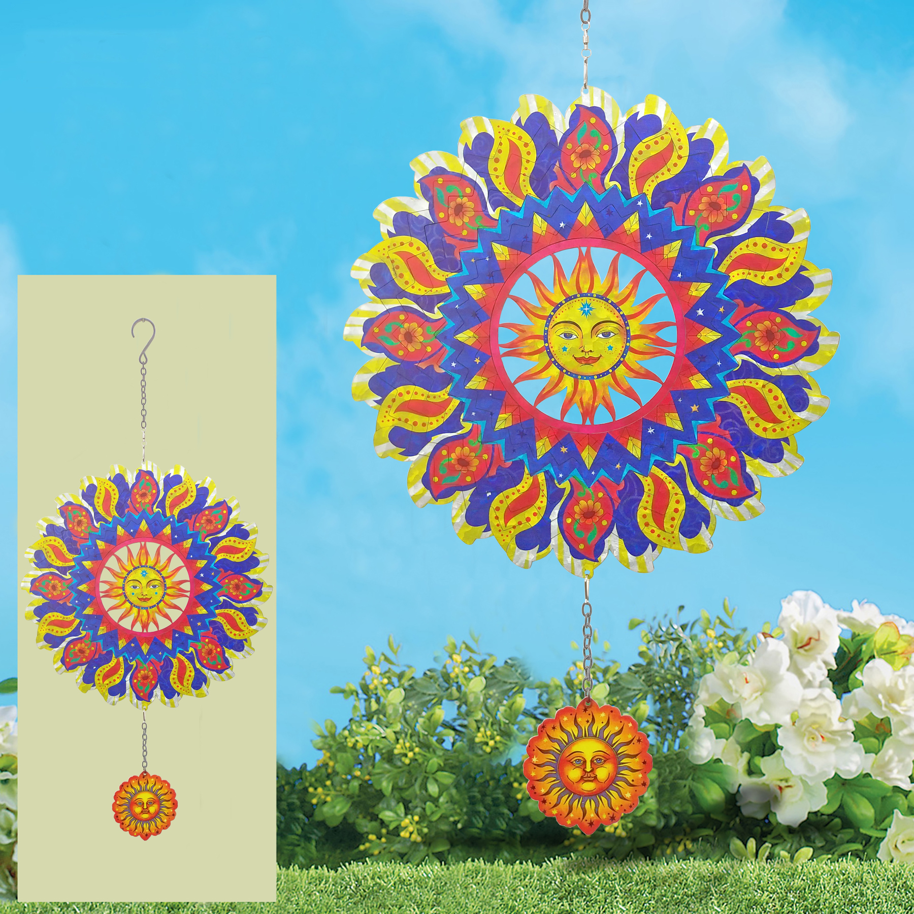 Wind Spinners Hanging 3D Metal Garden Wind Sculptures 12 inch Outdoor ...