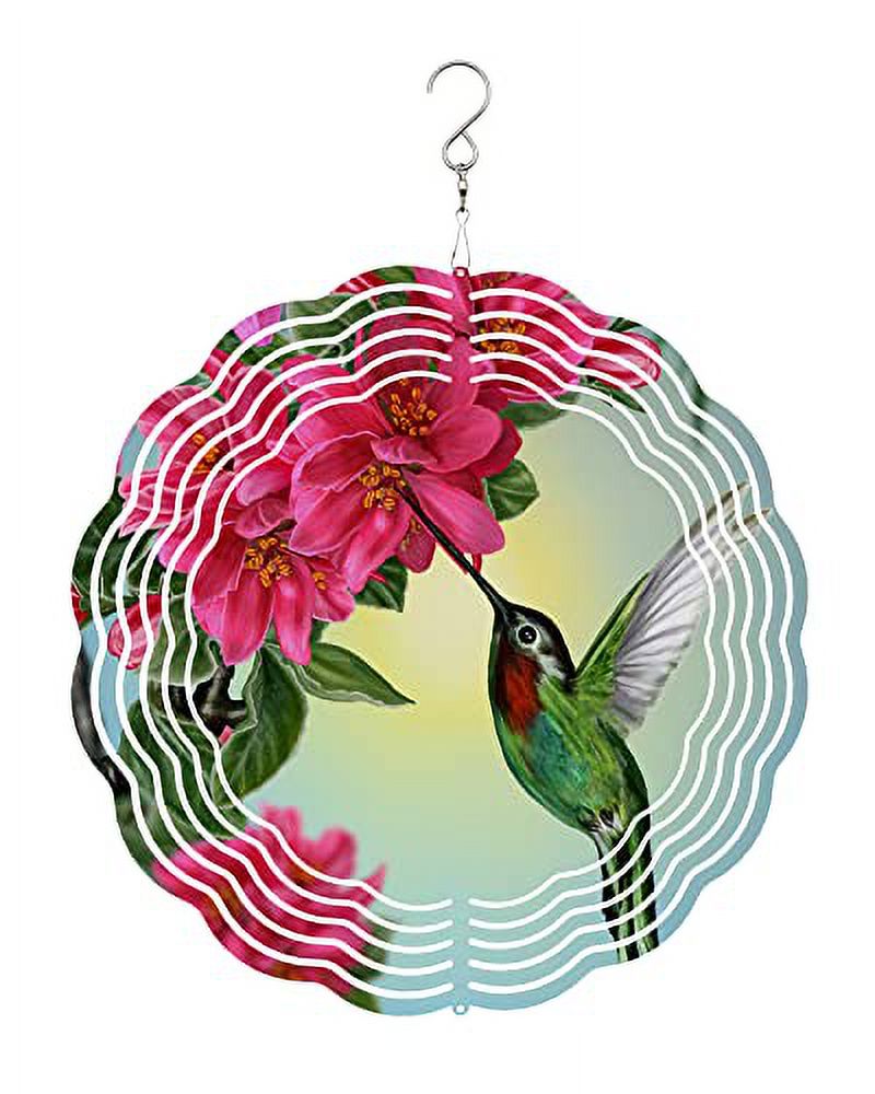 Wind Spinners Hummingbird with Flowers Wind Sculptures Watercolor ...