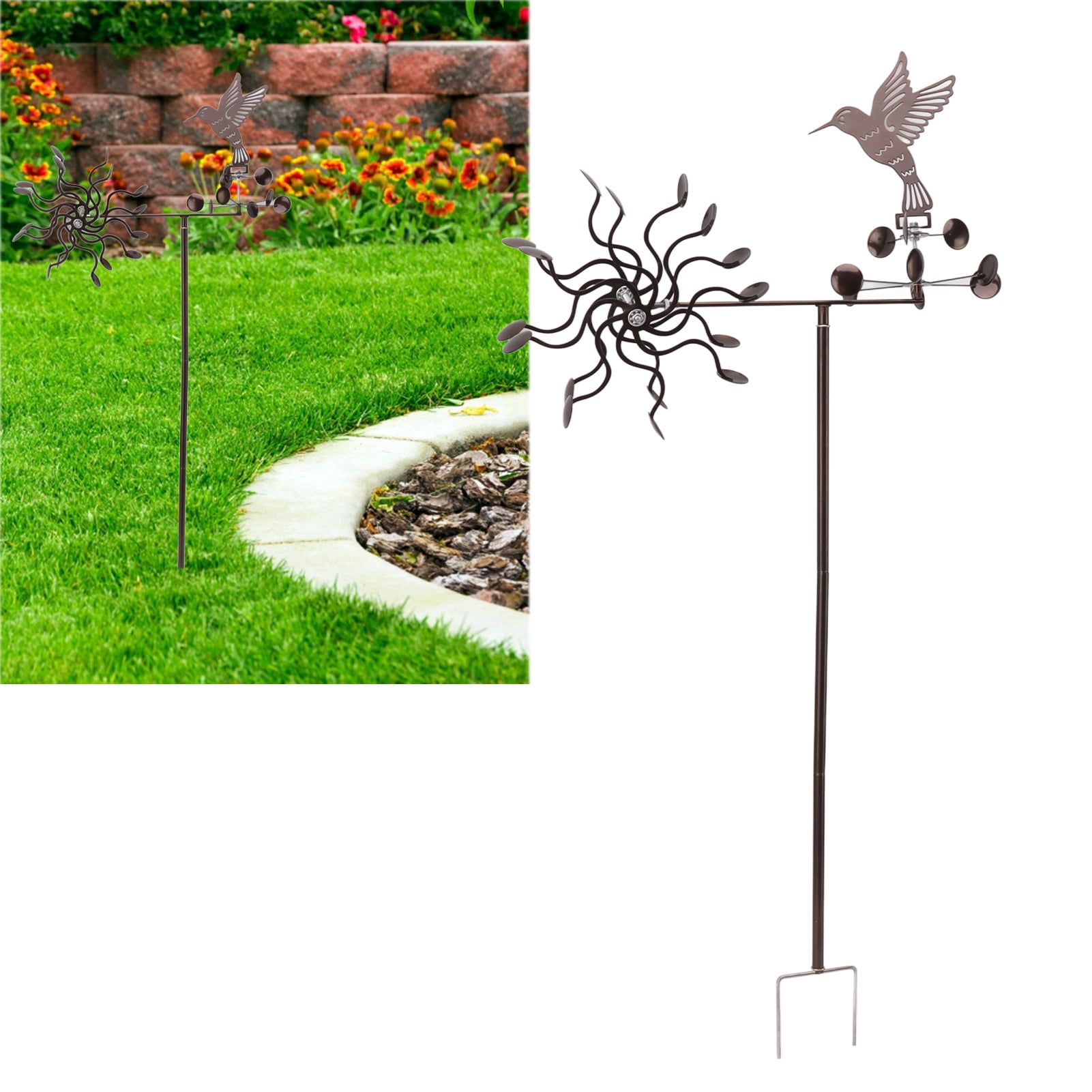 Wind Spinners Iron Hummingbird Metal Windmill Wind Sculpture for ...