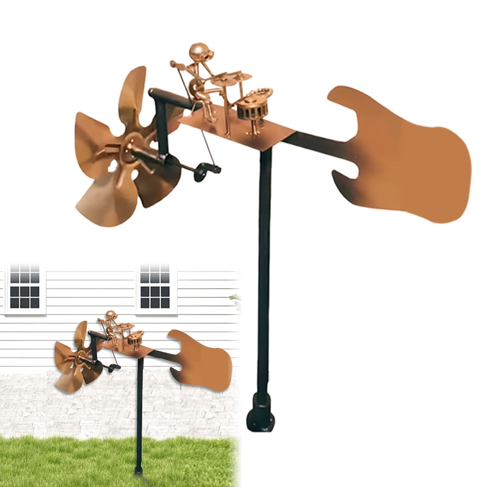 Wind Spinners, Metal Drummer Windmill, Percussionist Music Figurines ...