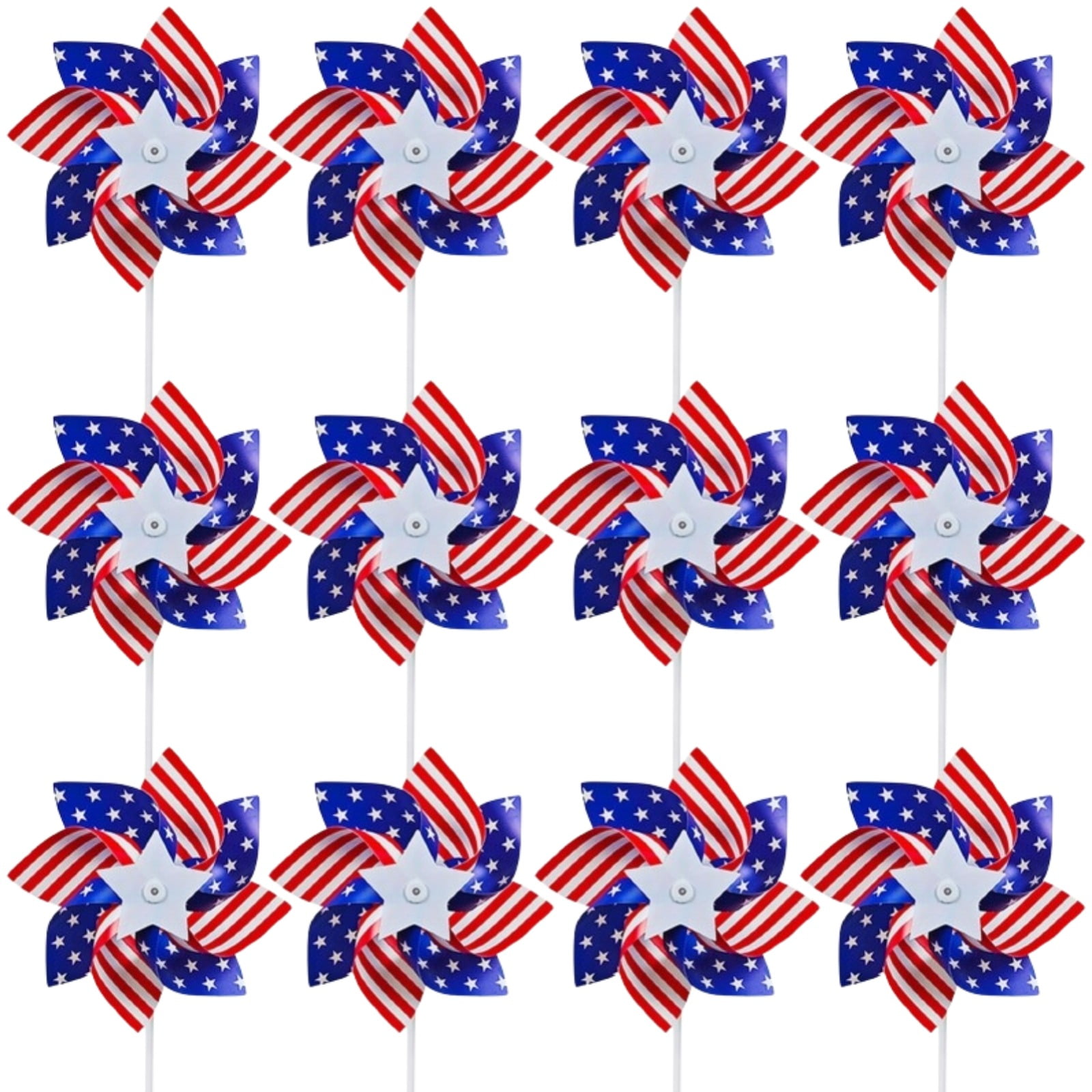 Wind Spinners Outdoor, 12Pcs American Flag Patriotic Pinwheels Red ...