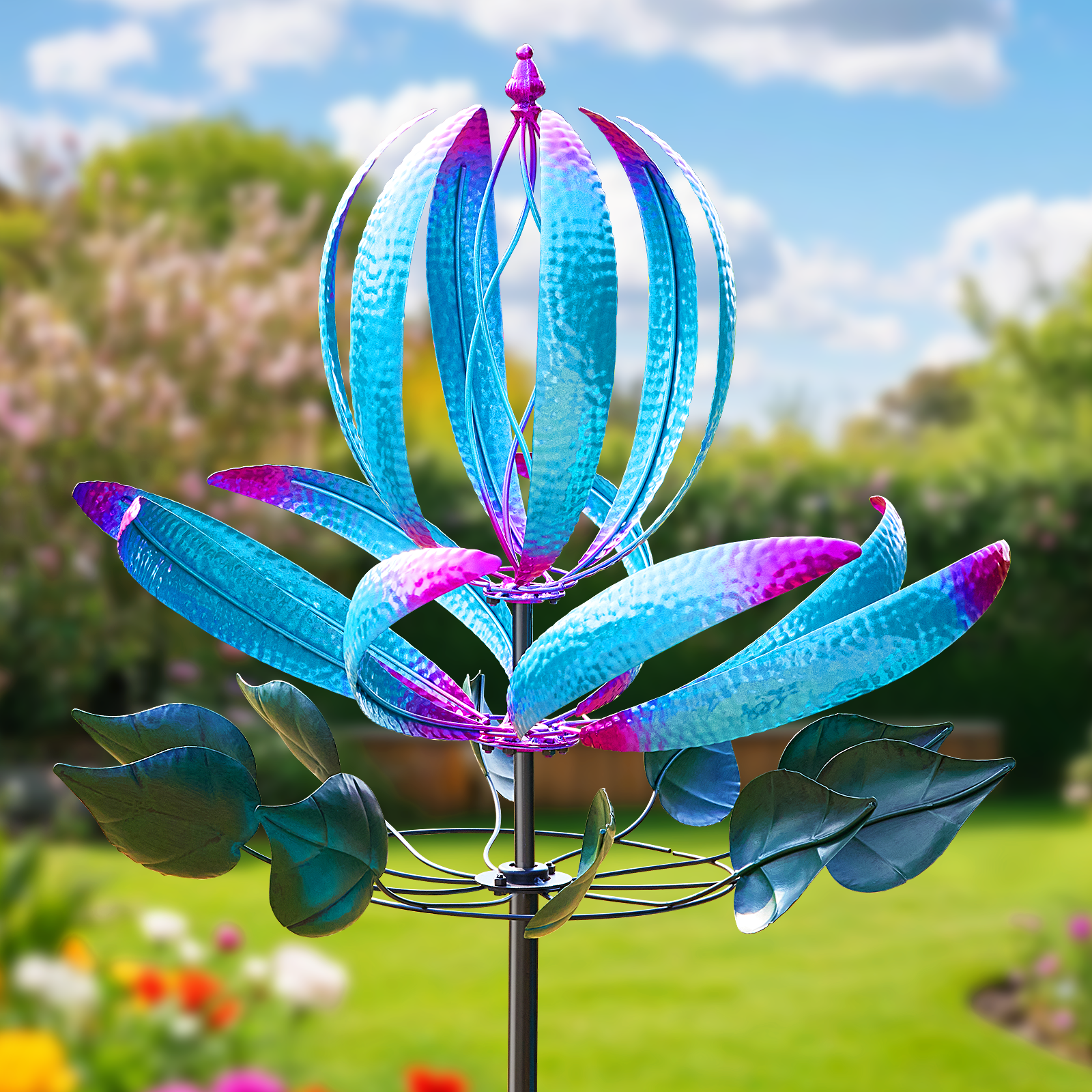 ONBRILL Wind Spinners Outdoor, 82" Metal Wind Sculpture w/Stake for ...