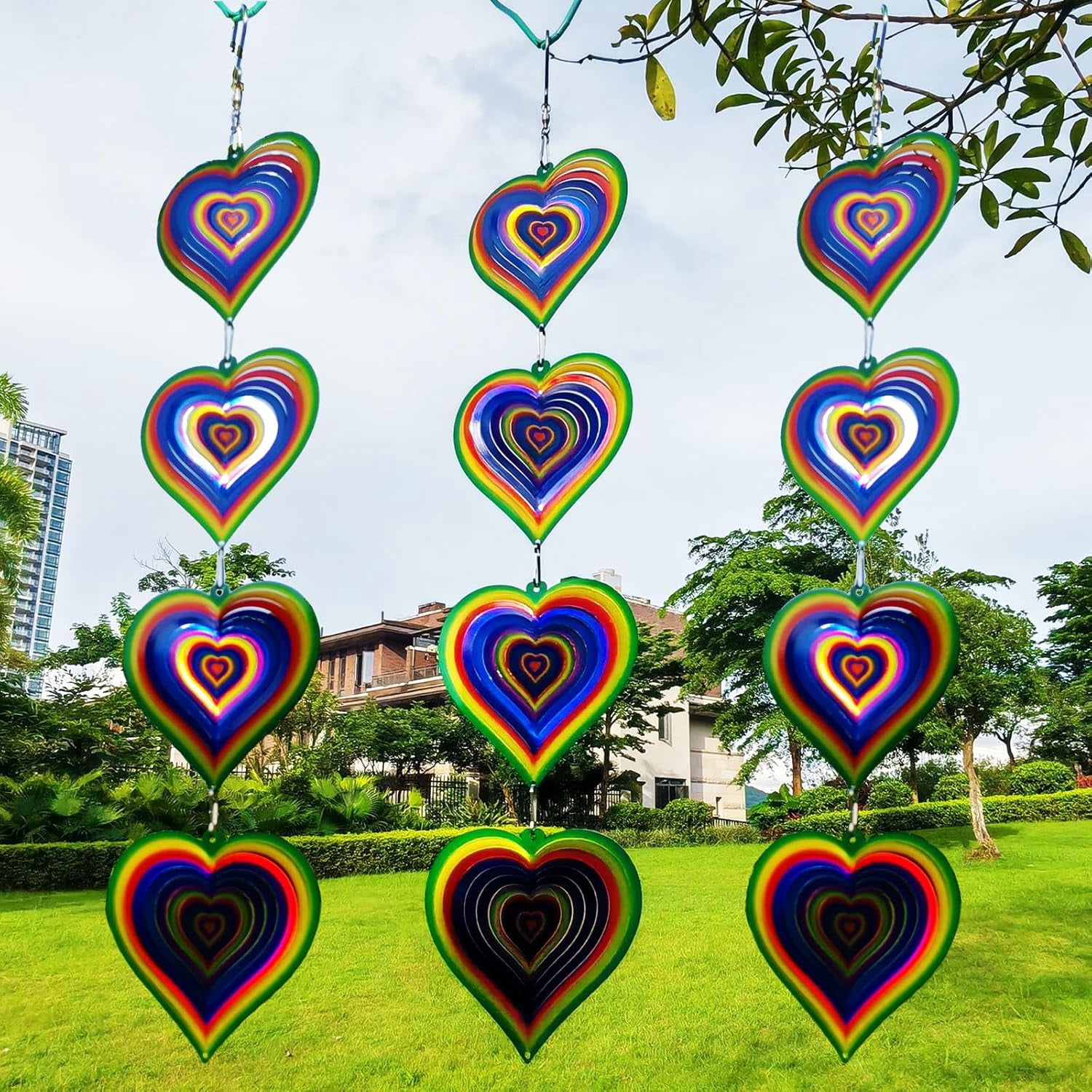 Wind Spinners Outdoor Garden Decor,Stainless Steel Heart Wind Spinner ...